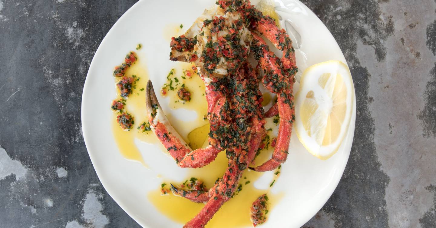 Spider crab cooked over charcoal with chilli butter | House & Garden