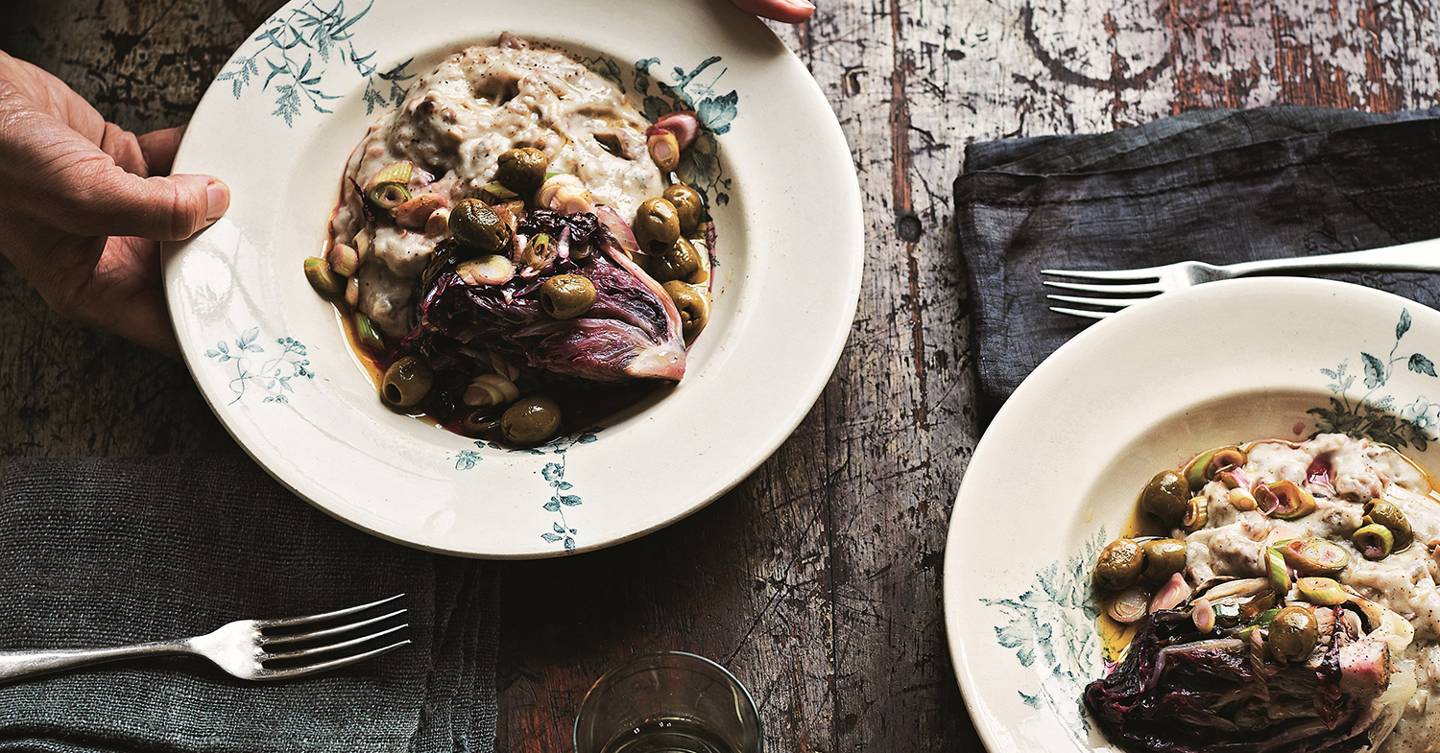 Broad bean purée recipe with radicchio and spring onions | House & Garden