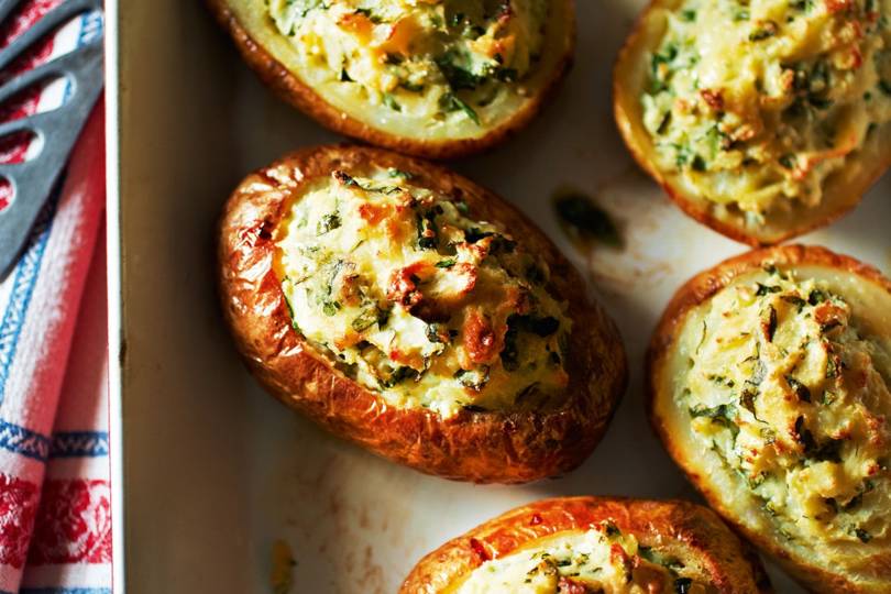 Baked potato recipe - Soufflé Baked Potatoes with Cheddar cheese recipe ...