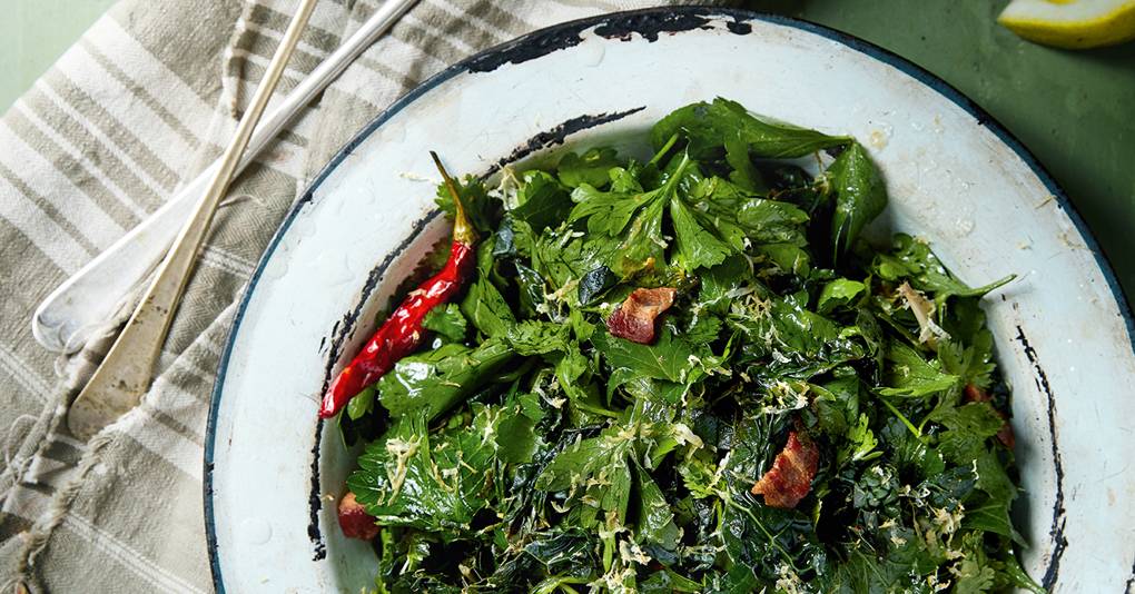 Smokey wilted greens recipe by Claire Ptak | House & Garden